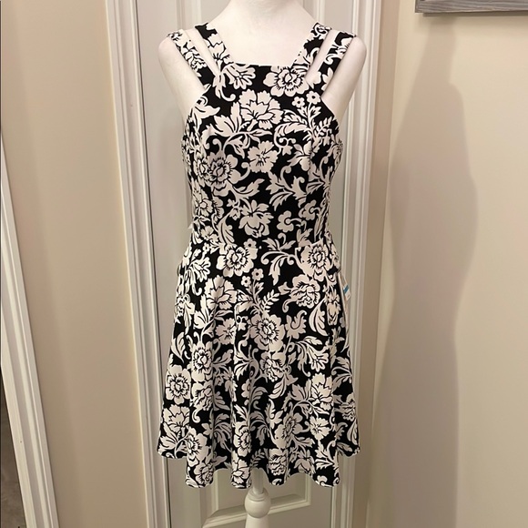 B Darlin | Dresses | Nwt B Darlin Black White Halter Fit And Flare Midi ...